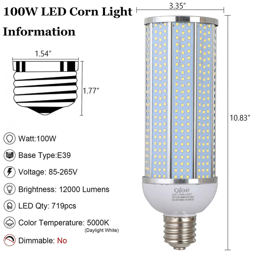 Lampada LED 1000W 1200 Lumens 5000K Branca com Base E39 1 Unidade ...