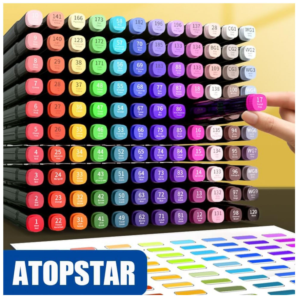 Conjunto de Canetas Artisticas 262 Cores de Ponta Dupla com Estojo para ...